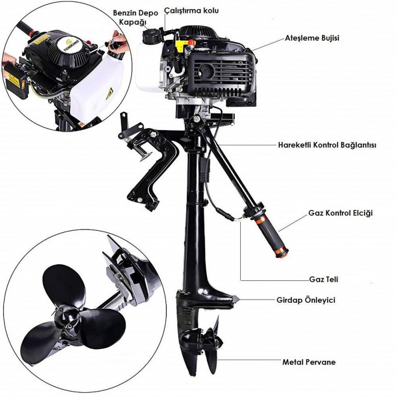 Tomking TK144FC 4 HP 4 Zamanlı Pro Şaft Motor