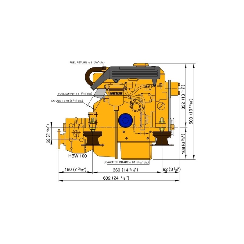Vetus M2.18 Dizel 16 HP Deniz Motoru